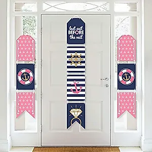 Big Dot of Happiness Last Sail Before The Veil - Hanging Vertical Paper Door Banners - Nautical Bachelorette and Bridal Shower Wall Decoration Kit - Indoor Door Decor