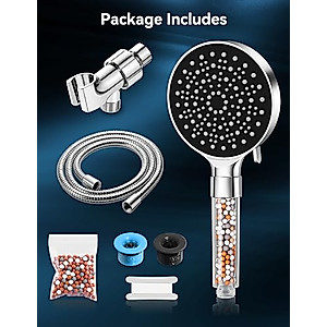 ODMJ Filtered Shower Head, High Pressure Shower Head with 6 Settings, Handheld Shower Head with 59" Hose and Bracket, Shower Head Filter for Hard Water, Water Saving Spray Soft Spa Shower Head