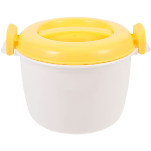 BESTonZON Microwave Rice Cooker Steamer Bowl for Vegetables with Steam Release Vent Microwaveable Cookware for Rice and Vegetables Yellow L