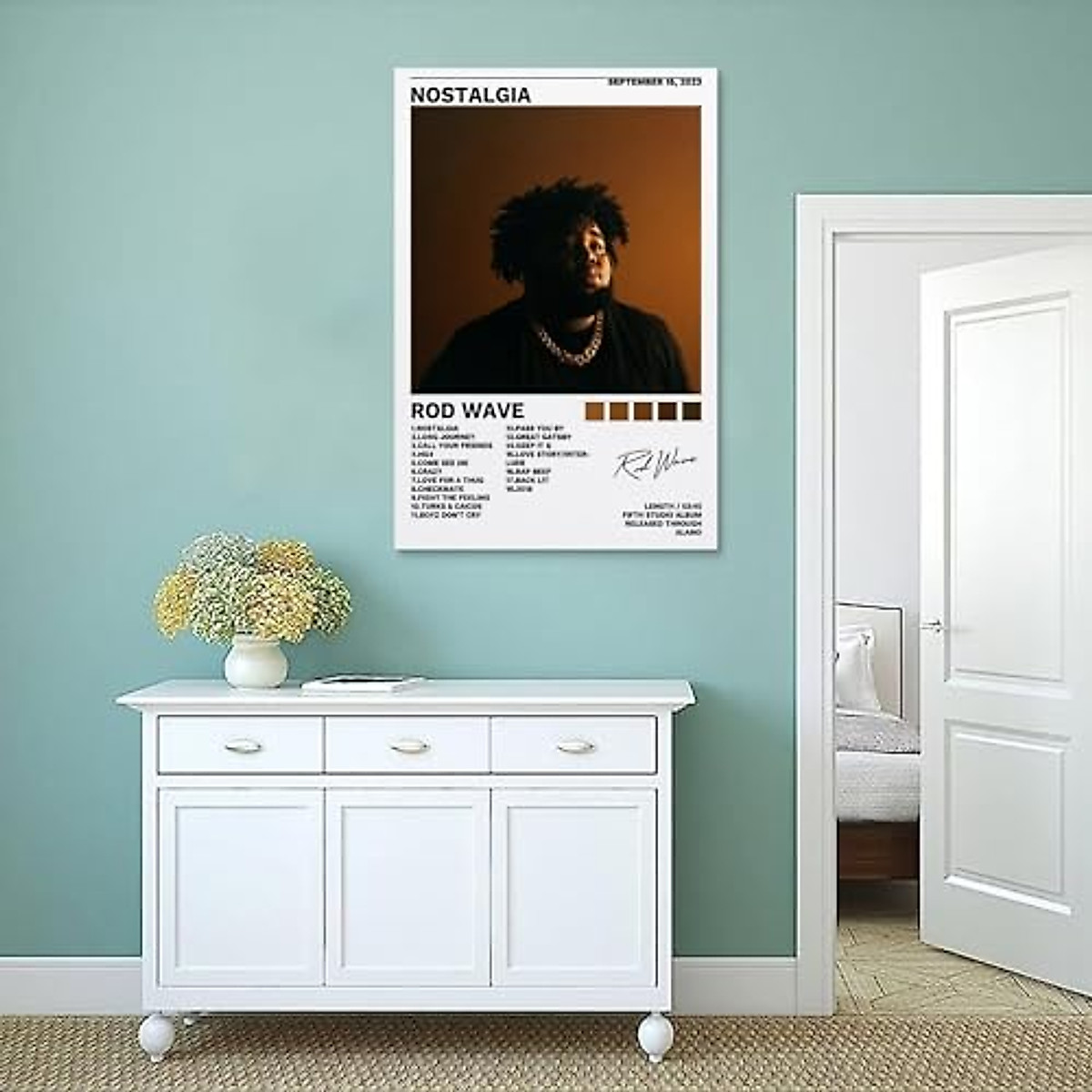 JINUS Rod Wave Poster Nostalgia Cover Album Decorative Painting Canvas Wall Posters And Art Picture Print Modern Family Bedroom Decor Posters for Room Aesthetic 08x12inch(20x30cm)