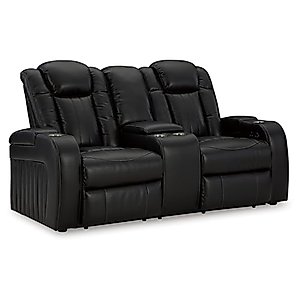Signature Design by Ashley Caveman Den Power Reclining Loveseat with Console Love Seats, 75" W x 42" D x 42" H, Black