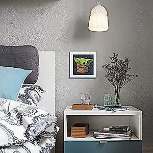 5D Diamond Painting Kit for Kids with Wooden Frame Easy Small Anime Diamond Painting Full Drill Diamond Art Gem Painting for Beginners 7X7 inch (Baby Yoda)