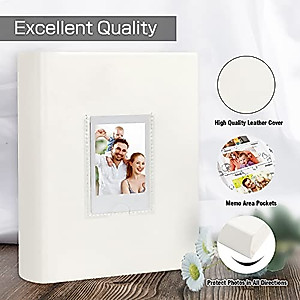 Photo Album for Fujifilm Instax Mini Camera, 180 Pockets Instax Mini Album with Memo Areas, 2X3 Photo Album for Polaroid 2x3 ZINK Film Camera, Fujifilm Instax Mini 1112 9 8 40 Evo Instant Camera, White
