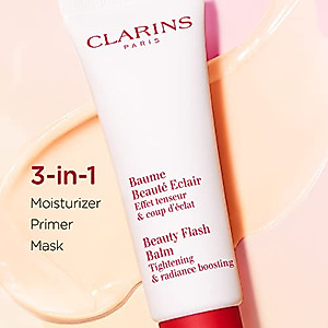 Clarins Beauty Flash Balm | 3-In-1 Hydrating 10-Minute Face Mask, Make-Up Primer, or Quick Pick Me Up Radiance Booster | Moisturizes, Brightens and Visibly Tightens | Non-Oily and Non-Comedogenic