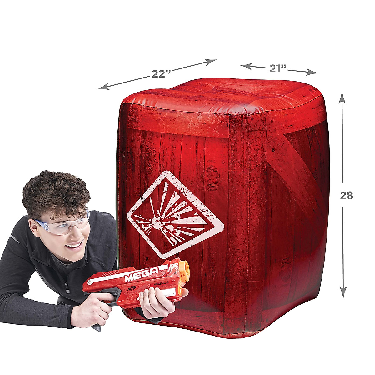 BUNKR BattleZones Battle Royale Inflatable Bunker Fort - 4 Piece Barricade Shield Set Crates and Barrels - Perfect for NERF Party