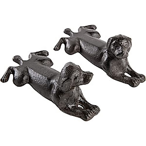 Giftcraft Charlie and Luna Cast Iron Dog Door Stoppers, Two Vintage Home Decor Metal Dog Door Stoppers for Under The Door. 2 Heavy Duty Door Stops