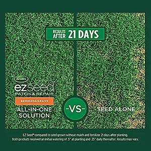 Scotts EZ Seed Patch and Repair Bermudagrass, 20 lb. - Combination Mulch, Seed, and Fertilizer - Tackifier Reduces Seed Wash-Away - Even Grows in Scorching Heat - Covers up to 445 sq. ft.