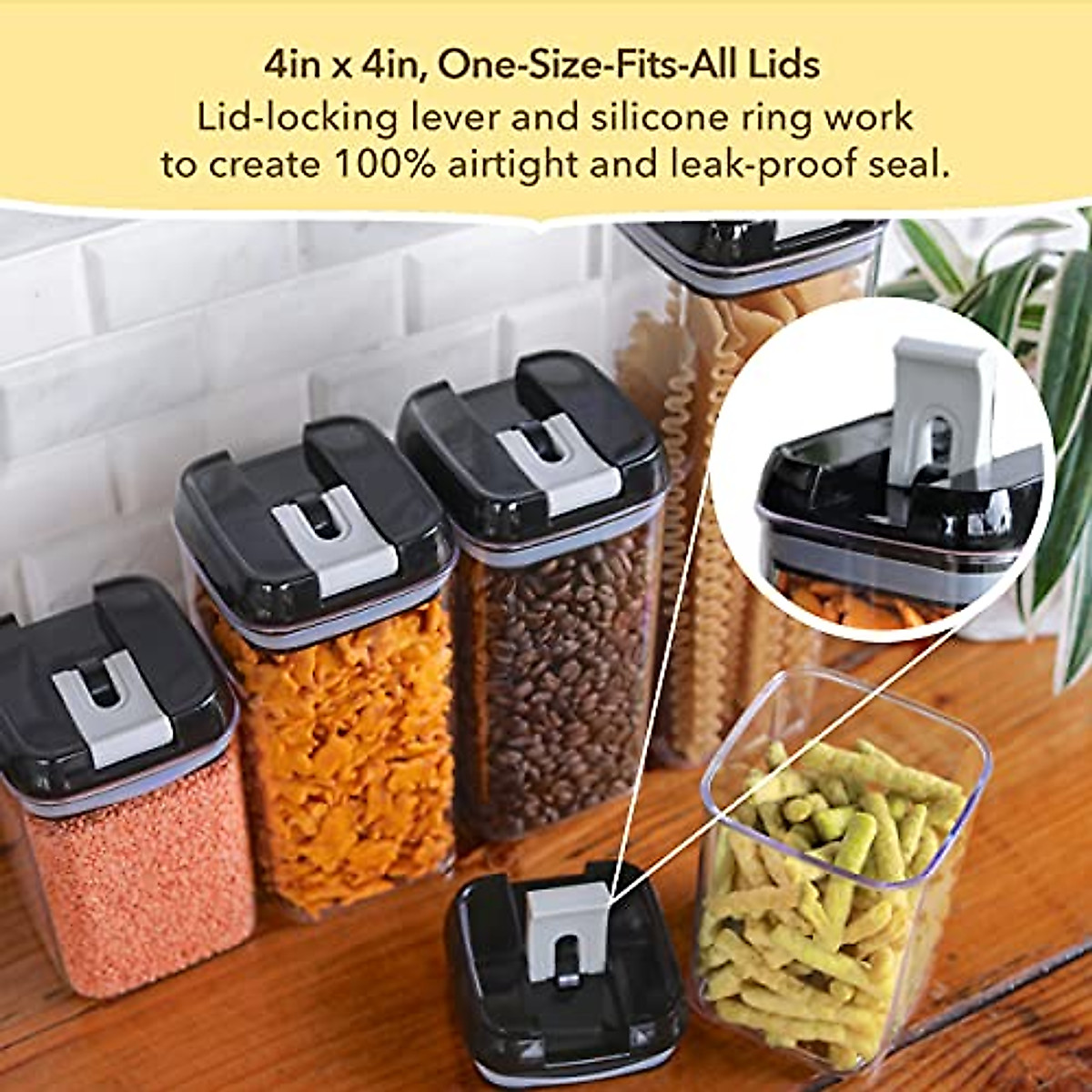 Simply Gourmet Food Storage Containers for Kitchen Organization - Pack of 14 BPA-Free Airtight Organizers for Flour, Sugar, Coffee & More - Includes 32 Labels & 1 Marker.