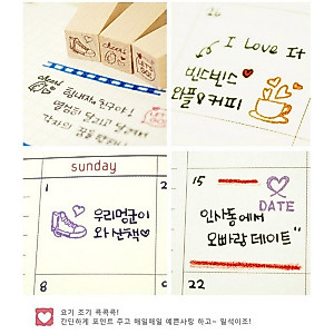 Pack of 25 Pcs Small Heart Shape Wooden Rubber Stamps with Box for DIY Craft Card and Photo Album (Red)