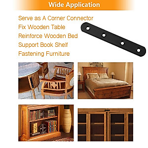 30 PCS Black Straight Braces, Cast Iron 100MM X 20MM X 3MM Heavy Duty Corner Braces for Wood, Mending Plate Connector Joining Bracket for Fence, Shelves, Furniture and Cabinet, Round End