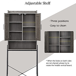 Over The Toilet Storage Cabinet, Bathroom Organizer Shelf, Toilet Storage Rack with 2 Curtained Doors for Bathroom Washroom