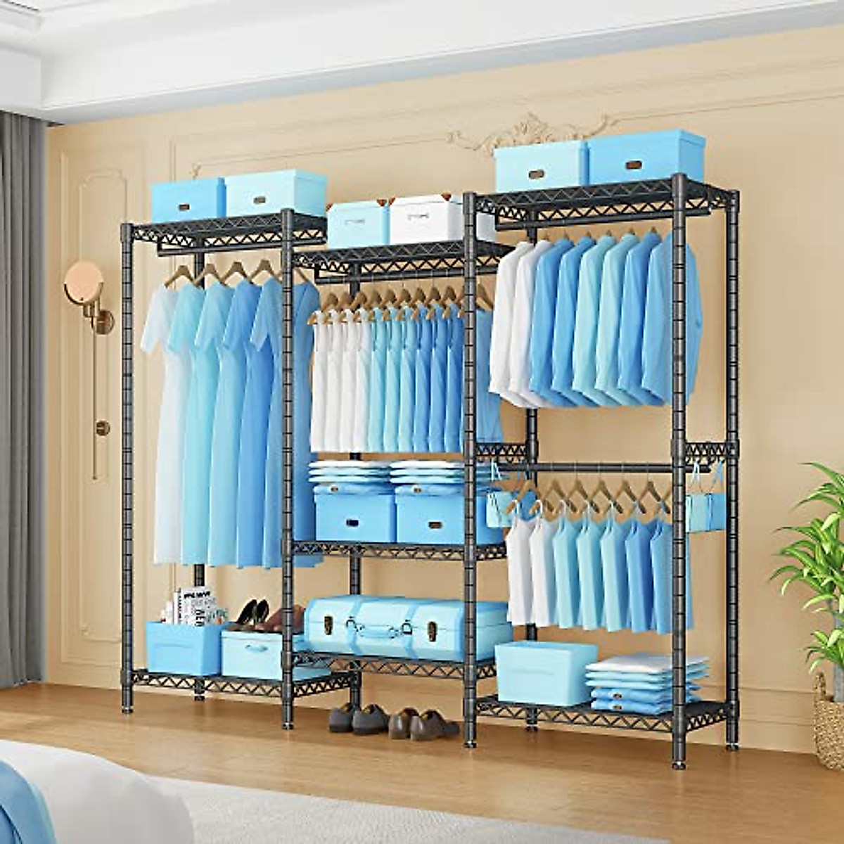 KnnJe Garment Rack Heavy Duty Clothes Rack Clothes Racks for Hanging Clothes, S8 + S7
