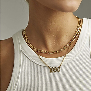 1990 Necklace, 30th Birthday Gifts for Women Birth Year Number Necklace Old English Necklaces for Mom Bridesmaid Sister Best Friend Jewelry Personalized Gifts for Her Born in 1990