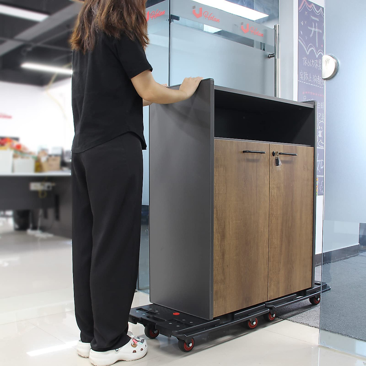 Uholan Set of Two Dolly Hand Truck Folding Cart with Wheels Easy Storage 360° Swivel Wheels Pulling Goods Mute Portable Load Bearing 660lb