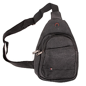 WESTEND Crossbody Canvas Sling Bag Backpack with Adjustable Strap, Charcoal