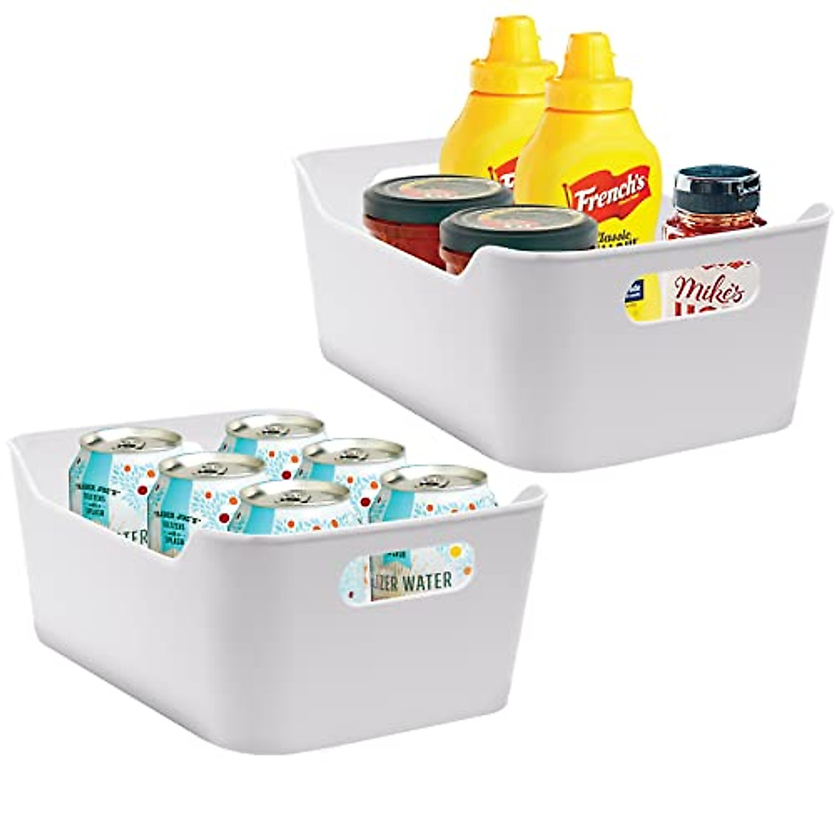 bHome Plastic Storage Bins For Kitchen Organization, Pantry Organization and Storage, Closet Organizers & Storage Containers - Baskets for Organizing Cabinets, Freezer, & Fridge Organizer Bin Set of 2
