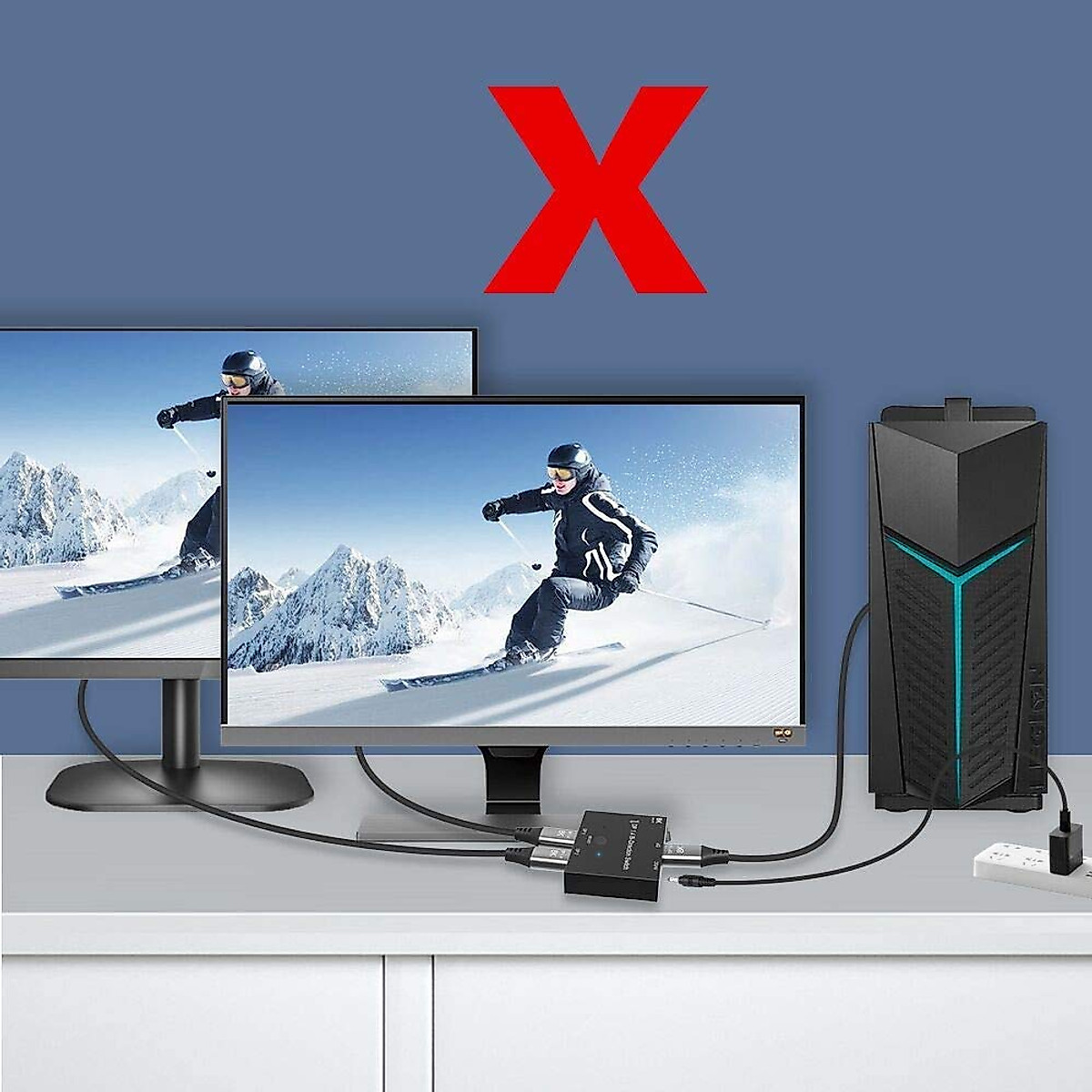 Angusplay DisplayPort Switch 8K Splitter Bidirectional DP 1.4 Switcher Box 2 in 1 Out / 1 in 2 Out Supports 8K@30Hz 4K@120Hz Compatible with PC Host Monitor Laptop etc