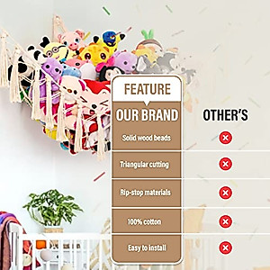 IYOG Stuffed Animal Net or Hammock (41inx41inx52in) - Corner Net for Stuffed Animals for Wall - Stuffed Animal Storage - Toy Hammock -Stuffed Animal Hammock (Cream) Hardware Included