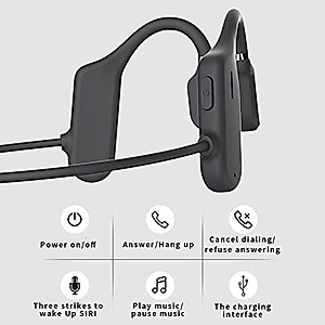 ZUBANA Bone Conduction Headphones, Workout Headphones for Menand Women, with Built-in Mic, Waterproof Earphones, Running, Cycling, Hiking, Gym, Climbing & Driving-Gray