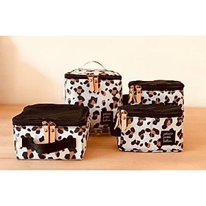 Petunia Pickle Bottom Inter-Mix 4-Piece Packing Cube Set| Portable Organization for Baby Essentials | Perfect Baby Caddy to Keep Everything Organized in Diaper Bag, Stroller or Nursery – Moon Leopard