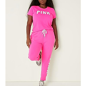 Victoria's Secret Women's Pink Logo Fleece Jogger Sweatpants, Pink, XL