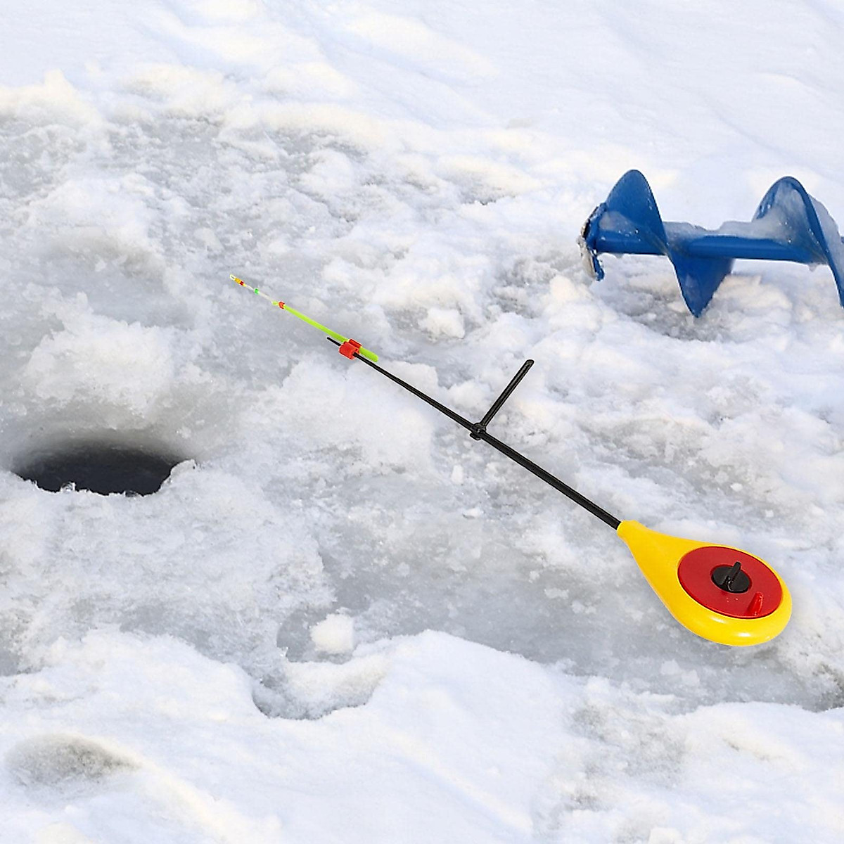 BAODAN Ice Fishing Rod, Portable Fishing Rod Tip, Fishing Pole Winter Outdoor Sport Fishing Accessories with Fishing Lines Runner for Lakes Ponds River Fishing Yellow