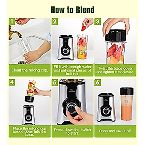 Nuovoware Portable Blender for Shakes and Smoothies, 12 PCS Personal Size Blenders with 6-Edge Blade, 600W Smoothie Blender with 2*20oz Portable Bottle, 3 Speeds for Juice, Protein Drinks, Silver Gray