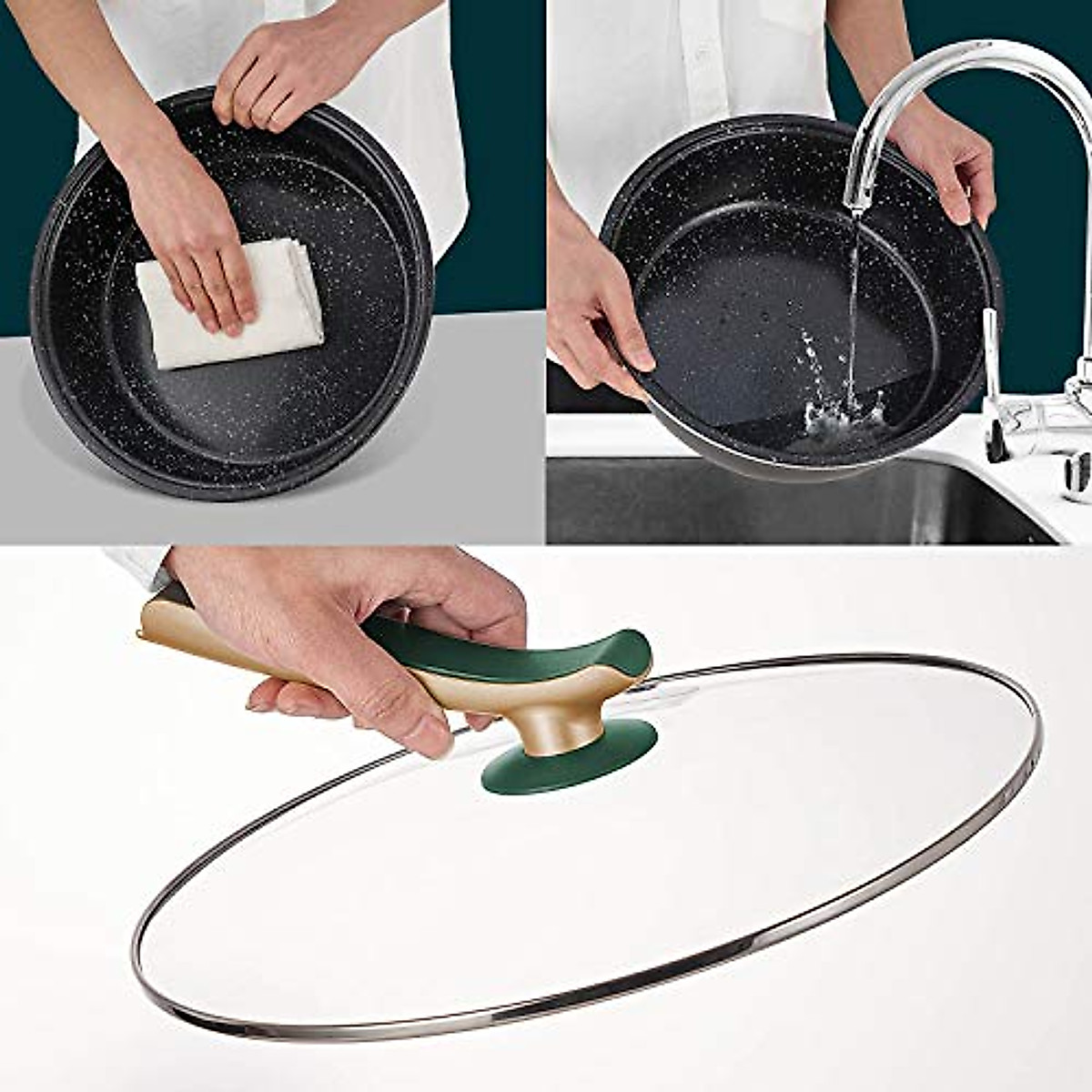 Topwit Electric Hot Pot 5L with Adjustable Power Control, Removable Nonstick Electric Frying Pan, 12” Deep Dish Multifunction Electric Skillet with Tempered Glass Lid for Shabu Shabu, Noodles, Sauté