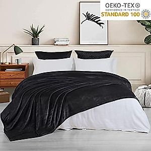 PHF Ultra Soft Fleece Blanket King Size, No Shed No Pilling Luxury Plush Cozy 300GSM Lightweight Blanket for Bed, Couch, Chair, Sofa Suitable for All Season, 108" x 90", Black