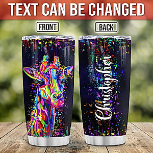 Wassmin Giraffe Tumbler Personalized Tumblers 20o 30oz With Custom Name Watercolor Giraffee Gift For Women Girls Tumblers Stainless Steel Coffee Travel Mug Cup Birthday Christmas Stuff Gifts