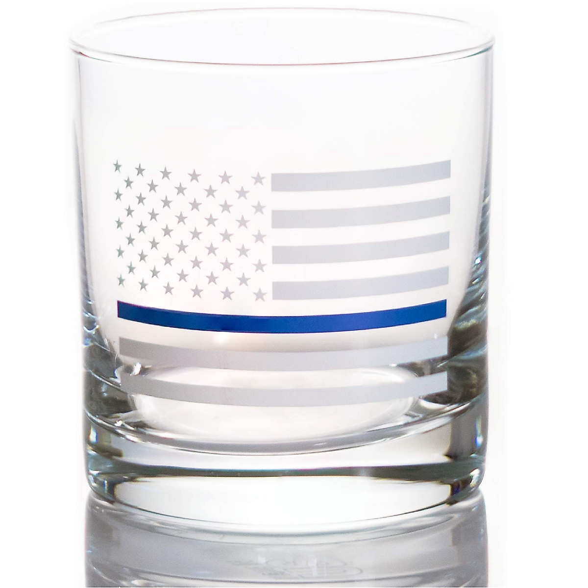 Lucky Shot - American USA Flag With Blue Line Design Whiskey Glass | United States Constitution and We The People | Old Fashioned Rocks Glasses | Whiskey Glasses Gift for Men (11 oz)