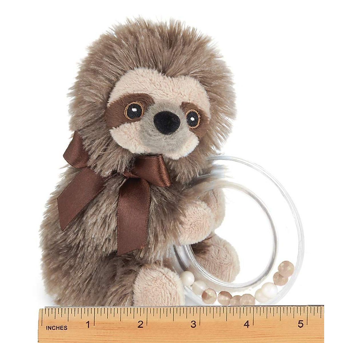 Bearington Baby Lil' Speedy Plush Stuffed Animal Sloth Shaker Rattle Ring Rattle, 5.5 inches
