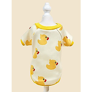 QWINEE Dog Shirt Cute Dogs T Shirt Sweatshirt Apparel Dog Clothes for Cat Kitty Puppy Small Dogs Yellow M