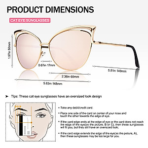 GQUEEN Trendy Oversized Sunglasses Women Polarized Cat Eye Mirrored Reflective Cute Rose Gold Pink UV400 Protection