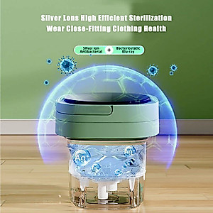 Flylin Portable Washing Machine Drying Washing Machine Foldable Mini Small Washer 6.5L Half Automatic Washt for Baby Clothes Underwear Apartment Camping RV Travel (Green)
