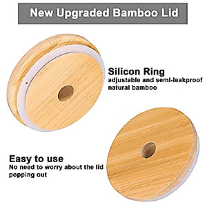 MASON 4 Pack Reusable Boba Tea Cups, Glass Jars 24oz Wide Mouth Smoothie Cups with Bamboo Lids and Silver Straws, for Drinking Bubble Tea and Iced Coffee Travel Bottle