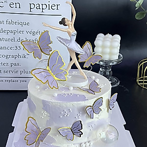 60PCS Pink Purple Gold Butterfly Cake Toppers, 3D Cupcake Toppers Happy Birthday Metal Gold Topper for Girls Women's Party Decorations Women Party Wall Food Decorations,Mixed Size