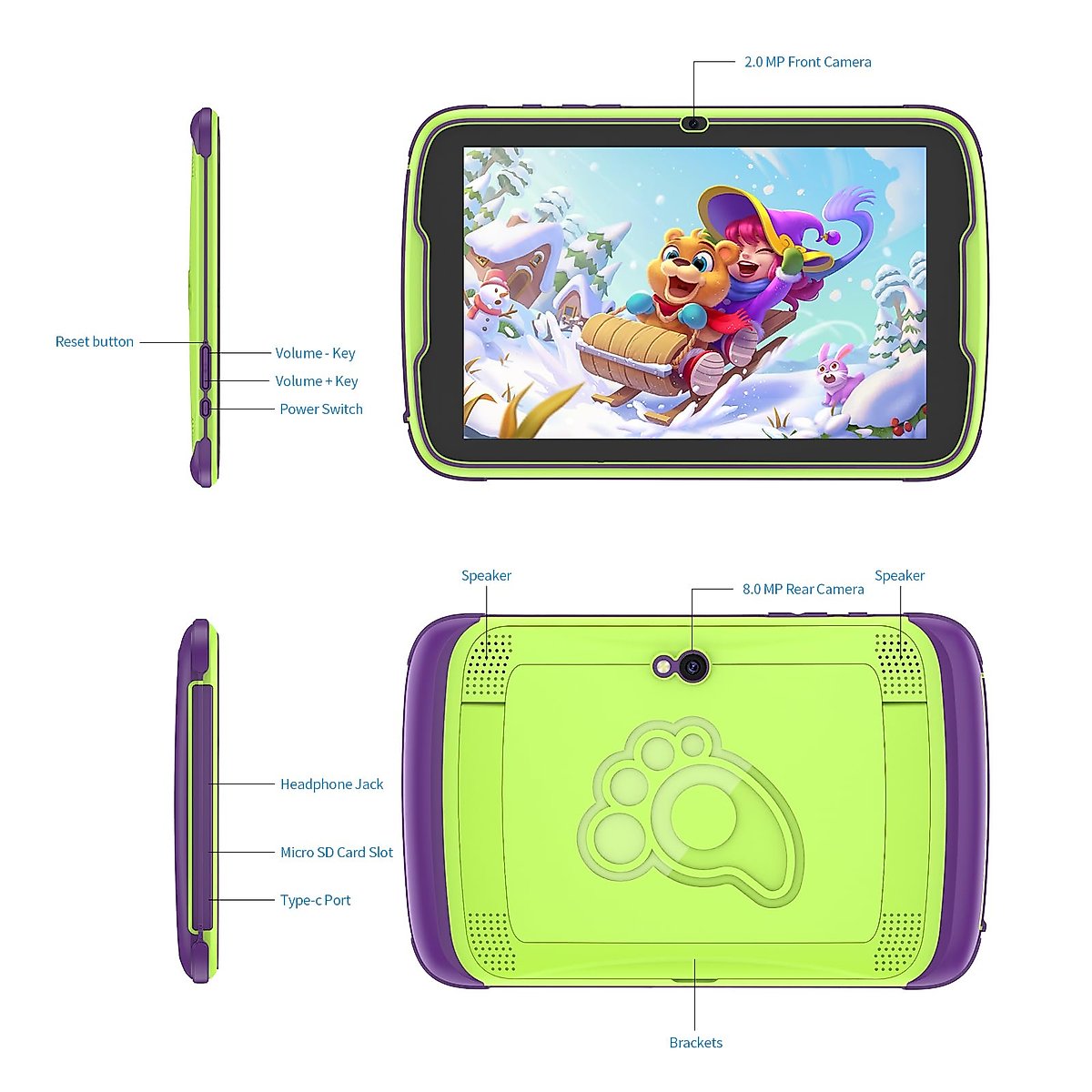 Android Tablet 8 inch, Android 13 Tablet, 8GB(4+4GB Expand) RAM 64GB ROM, 1TB Expand Android Tablet with Dual Camera, WiFi, Bluetooth, 5000mAh, Google GMS Certified Tablet with Case(Green)