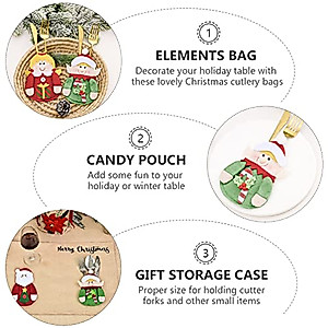 Christmas Silverware Holders Santa Elf Tableware Flatware Storage Bag Covers Red Green Cutlery Knives Spoon Forks Pocket Pouch 12pcs for Xmas Holiday Dining Decoration