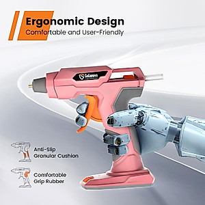 GoGonova Glue Gun Zuel, 20s Fast Preheating Anti-drip Cordless Glue Gun, 2Ah USB-C Rechargeable Hot Glue Gun Kit with 25 Pcs Mini Glue Sticks, Smart Power-Off, Pink