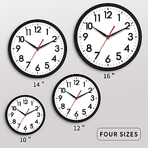 AKCISOT Wall Clock 10 Inch Silent Non-Ticking Modern Wall Clocks Battery Operated - Analog Small Classic Clock for Office, Home, Bathroom, Kitchen, Bedroom, School, Living Room(Black)