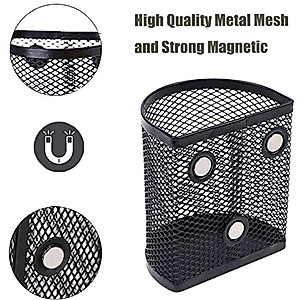 Vetoo 2 Pack Magnetic Pencil Holder,Magnetic Marker Holder,Mesh Storage Basket Organizer with Extra Strong Magnet,Mesh Pen Holder for Refrigerator,Whiteboard,Locker Accessories,Office Supplies