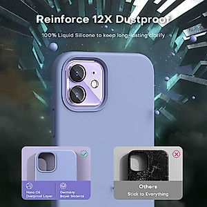 TOCOL [5 in 1 for iPhone 12 Case, for iPhone 12 Pro Case, with 2 Pack Screen Protector + 2 Pack Camera Lens Protector, Silicone Shockproof Phone Case [Anti-Scratch] [Drop Protection], Lavender Gray