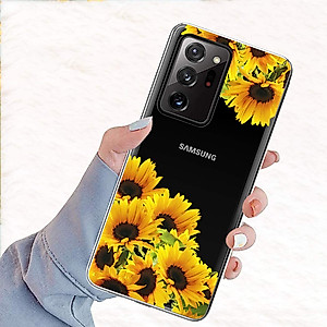 Vokuha Galaxy Note 20 Ultra 5G Case, Samsung Note 20 Ultra Case for Girls, Cute Clear Slim Shockproof Pattern Soft TPU Back Phone Protective Cover Cases for Samsung Galaxy Note 20 Ultra 5G (sunflower)