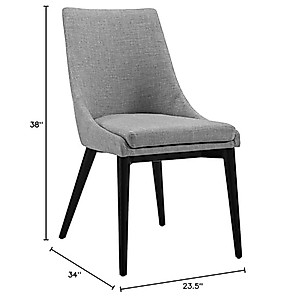 Modway Viscount Mid-Century Modern Upholstered Fabric Two Dining Chairs in Light Gray