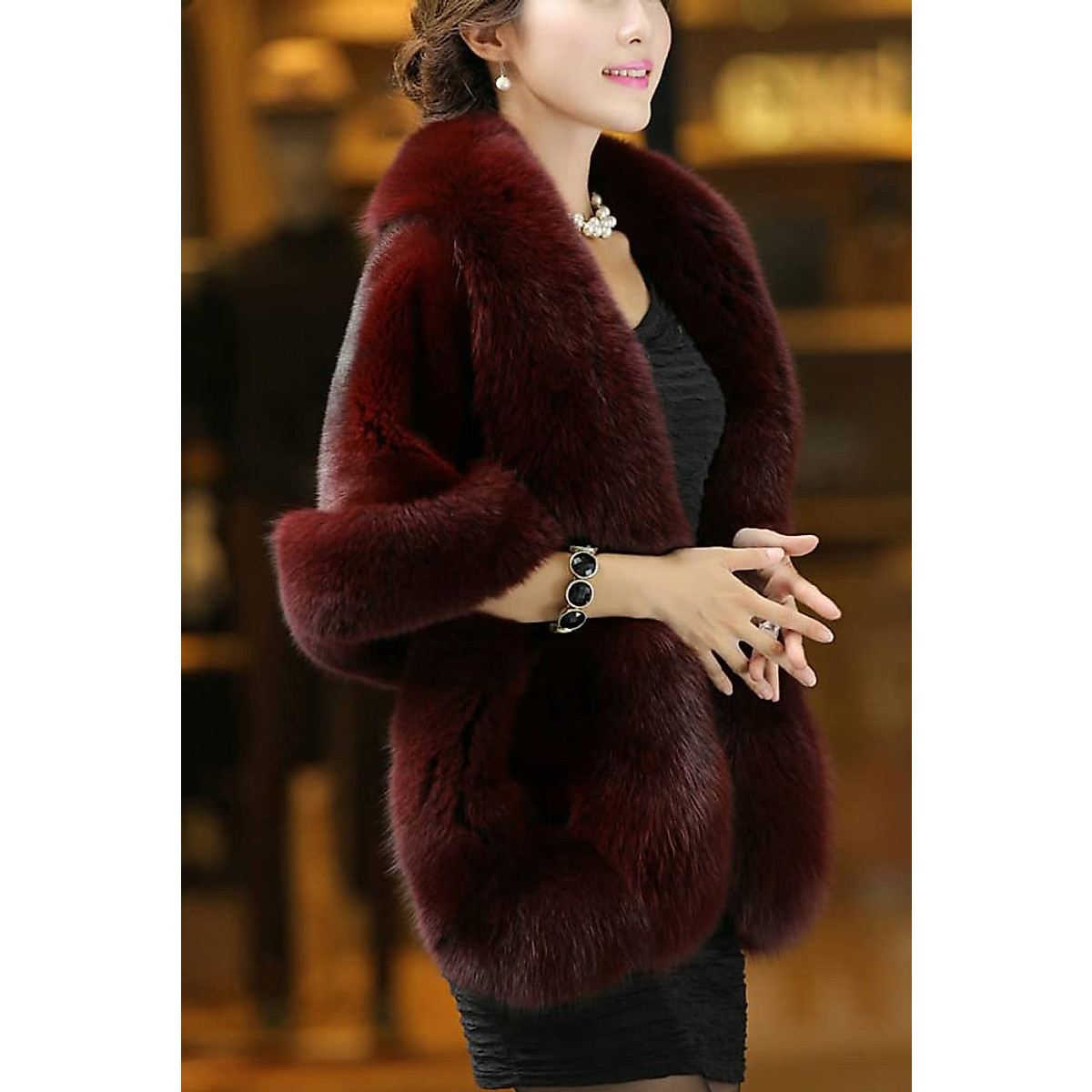 Women's Faux Fur Shawl Soft Versatile Scarf Wrap Shrug Winter Warm Cloak Coat Cape for 1920s Bridal Wedding Evening Dresses