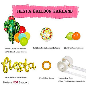 Fiesta Balloons Garland Kit Latex Balloons Balloon Arch Strip Set for Cactus Baby Shower Decorations Mexican Fiesta Party Decorations