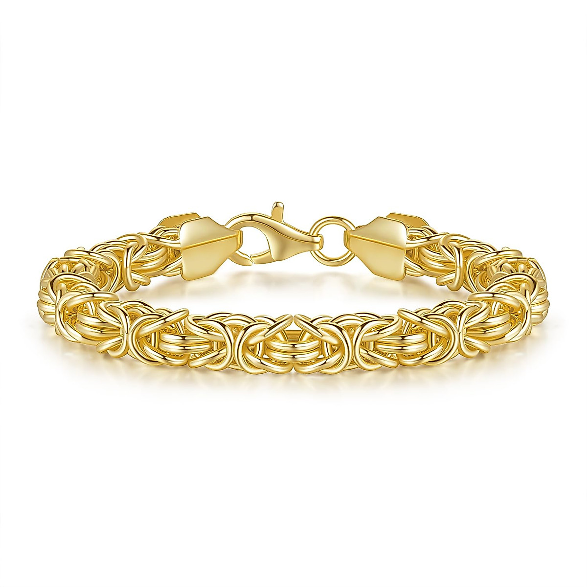 FEGER 14K Gold Bracelets for Women Men Bracelet Byzantine Link Chain Bracelet for Women Gold Stackable Bracelets Gifts (7" 7.5" 8" 8.5") (2 Length 6.5 Inches)