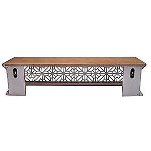 VIP Home and Garden Wooden Floating Shelf with Metal Embossed Lattice, Wall Mounted, Farmhouse Décor, 24 Inches, White, Brown, 24inch L x 6.5inch W x 5.75inch H