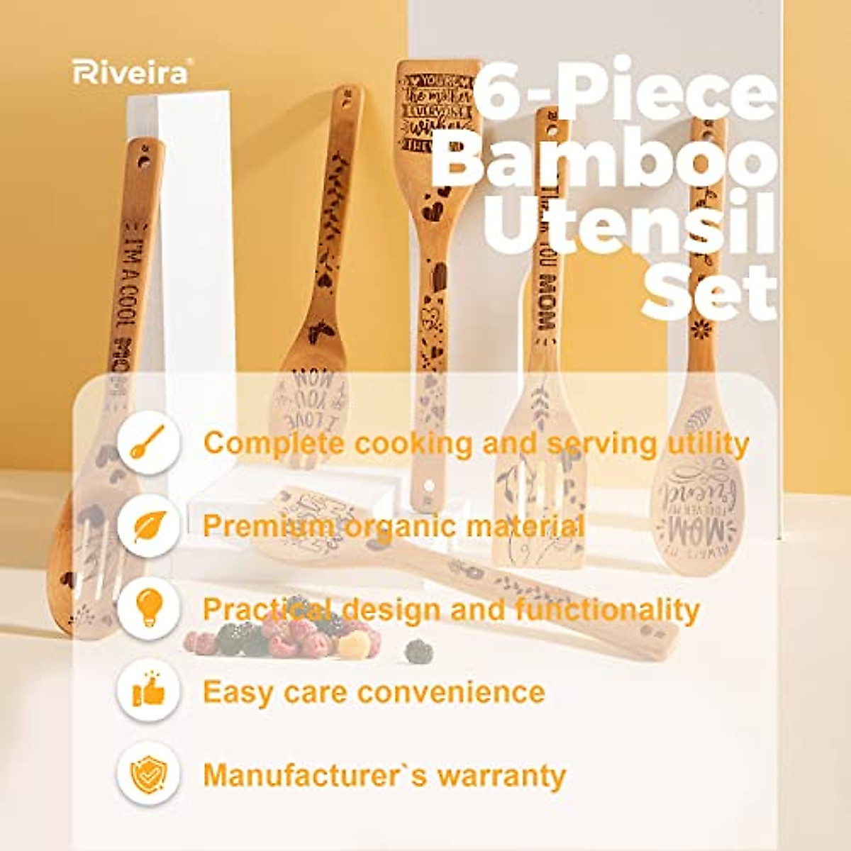 Riveira Mothers Day Gifts For Mom From Daughter - Mom Gifts For Mothers Day - Mother's Day Gift Ideas - Cool Mothers Day Gifts For Moms Who Have Everything - Mother Day Wooden Spoons For Cooking